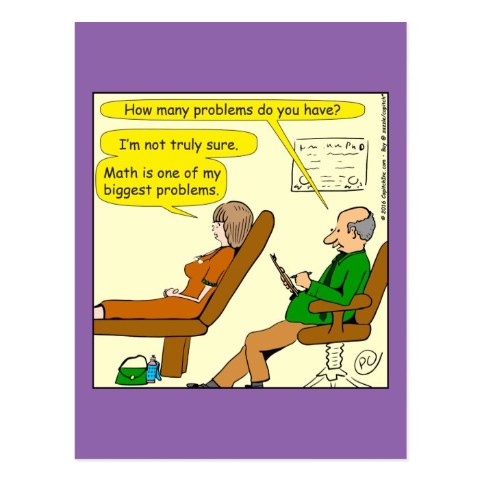 865 how many problems do you have - CARTOON Postcard | Zazzle.co.uk