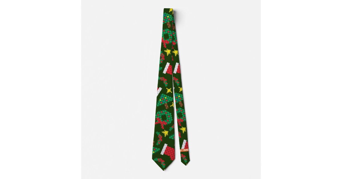 8-Bit Christmas Tie | Zazzle