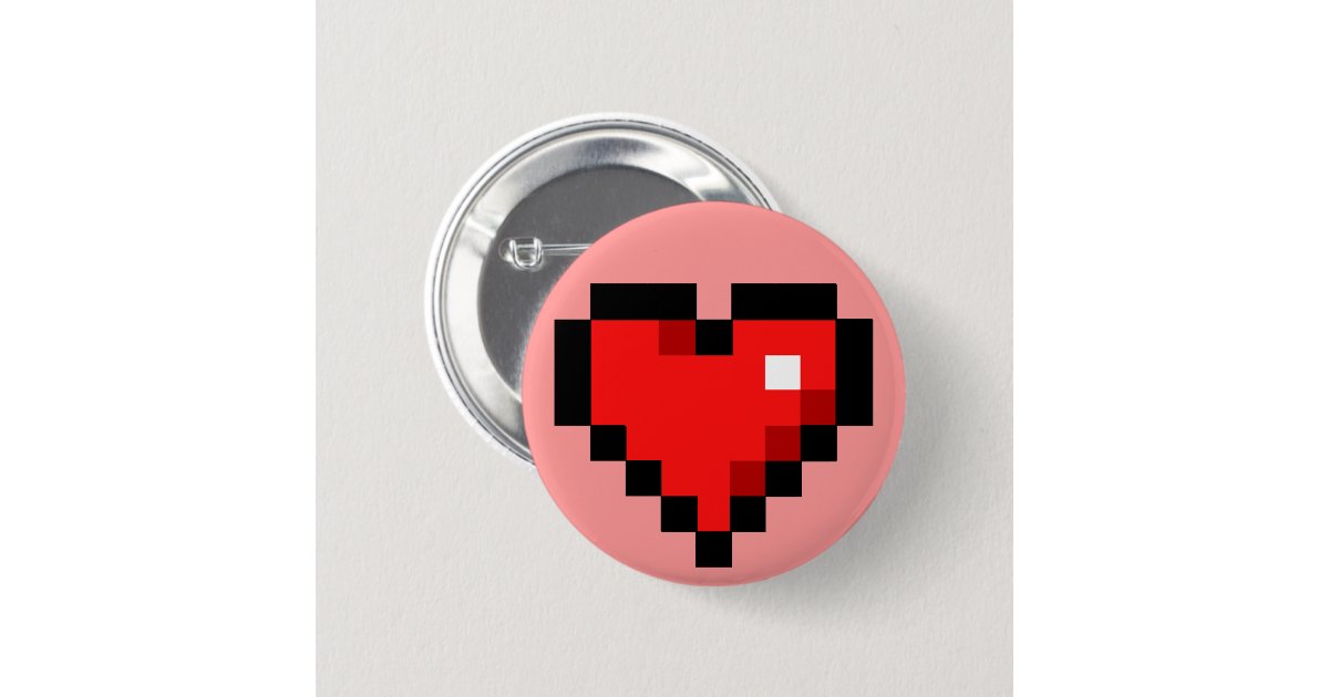 8-bit heart 6 cm round badge | Zazzle.co.uk