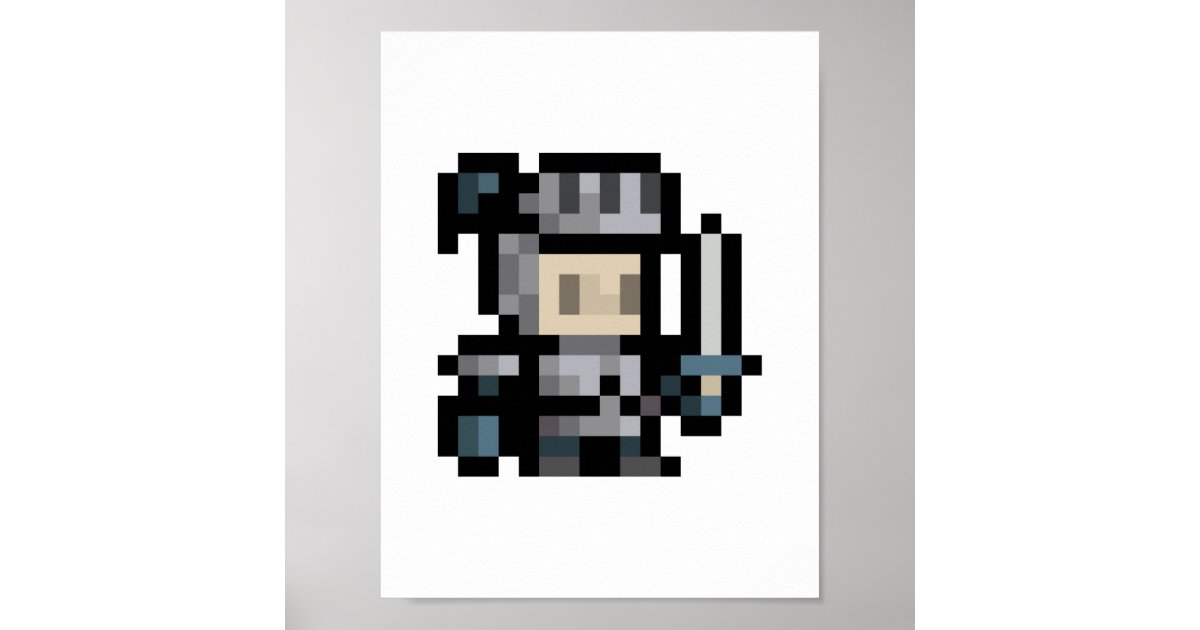8-Bit Knight 16x16 Sprite Pixel Art Poster | Zazzle