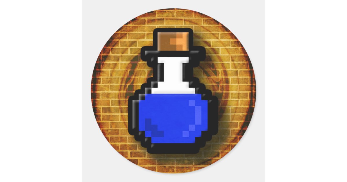 8 Bit Mana Potion Flash Gold Classic Round Sticker | Zazzle