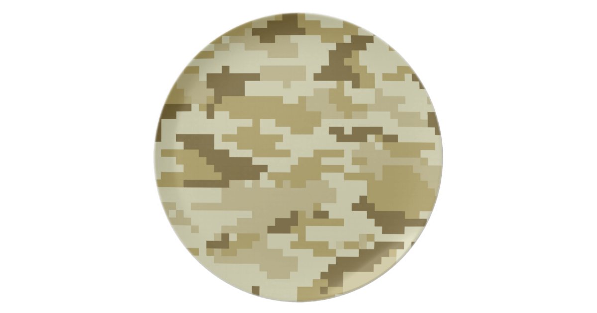 8 Bit Pixel Digital Desert Camouflage / Camo Plate | Zazzle