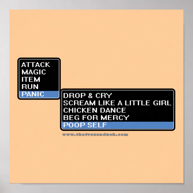 8 Bit RPG Battle Menu Poster | Zazzle