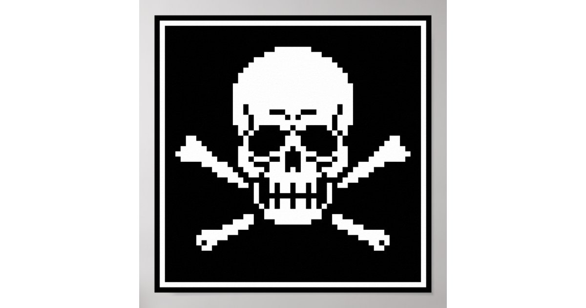 8-Bit Skull And Crossbones Pixel Art Poster | Zazzle