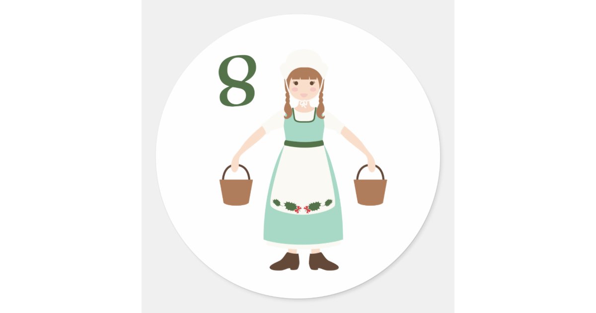 8 Milk Maids Classic Round Sticker | Zazzle