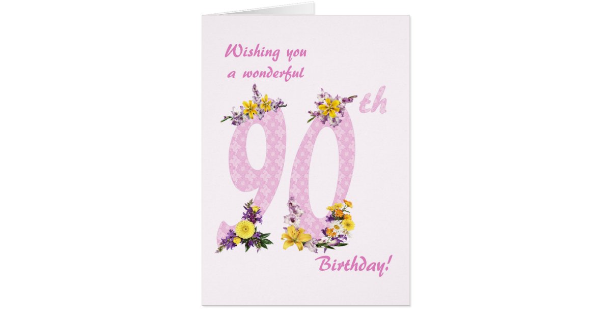 90th Birthday Flower Decorated Numbers | Zazzle
