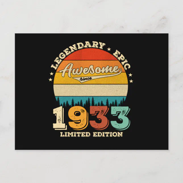 92 Year Old Bday 1933 Awesome 92d Birthday Gift Postcard | Zazzle