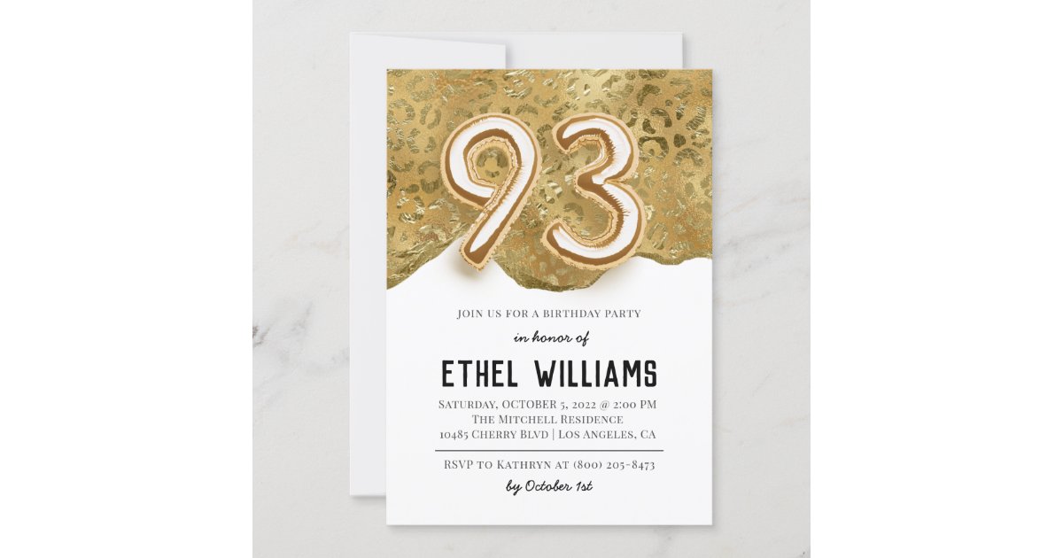 93rd Birthday Party Invitation | Zazzle
