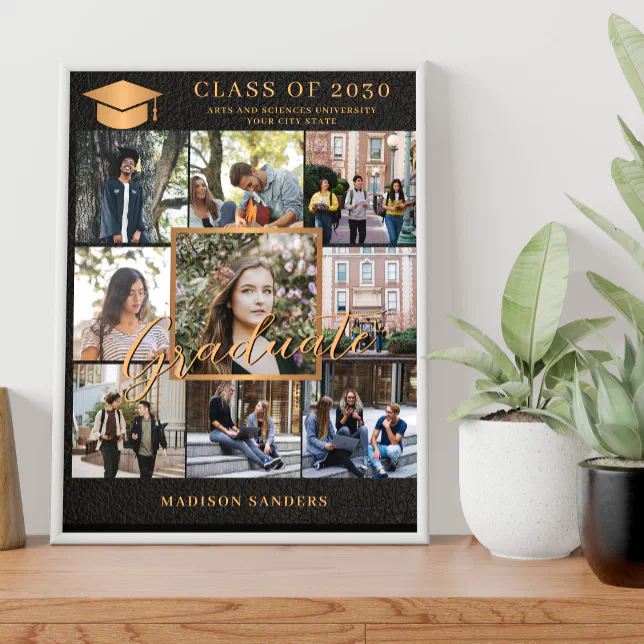 9 photo collage template graduate poster | Zazzle