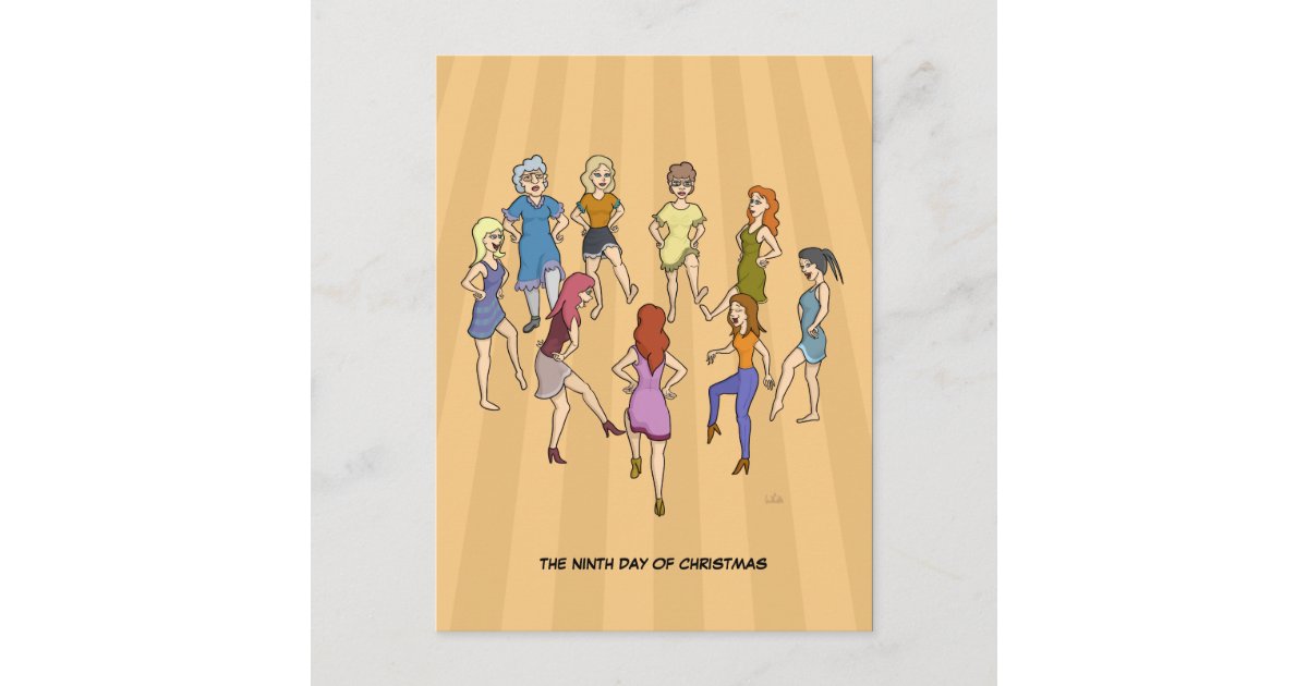 9th Day of Christmas (9 Ladies Dancing) Postcard | Zazzle