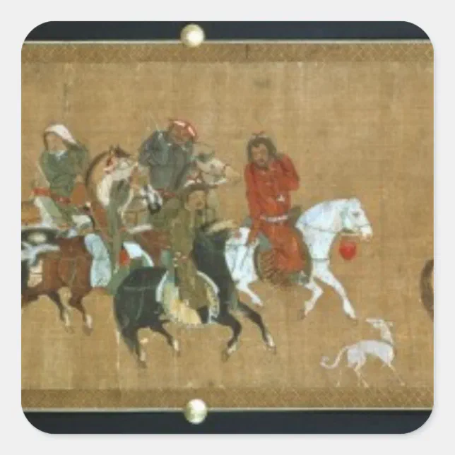 A convoy of Mongols, Chinese, 14th century Square Sticker | Zazzle