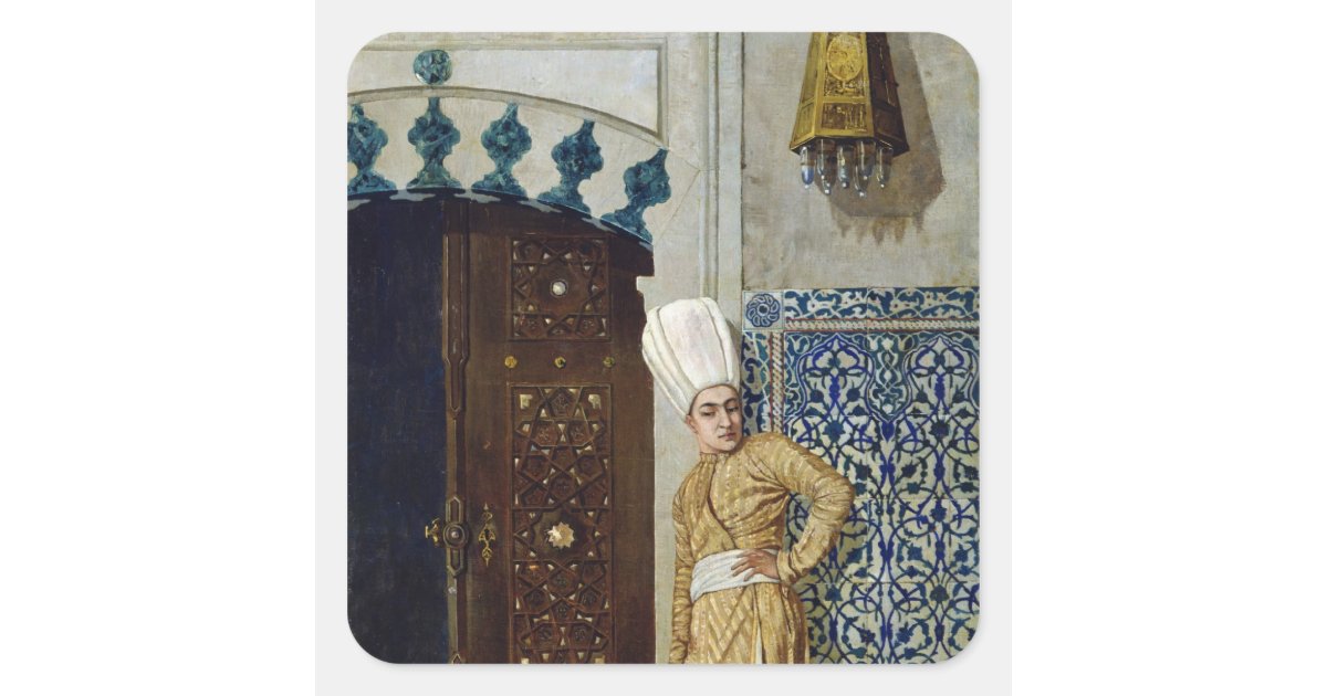A eunuch before the door of the harem square sticker | Zazzle