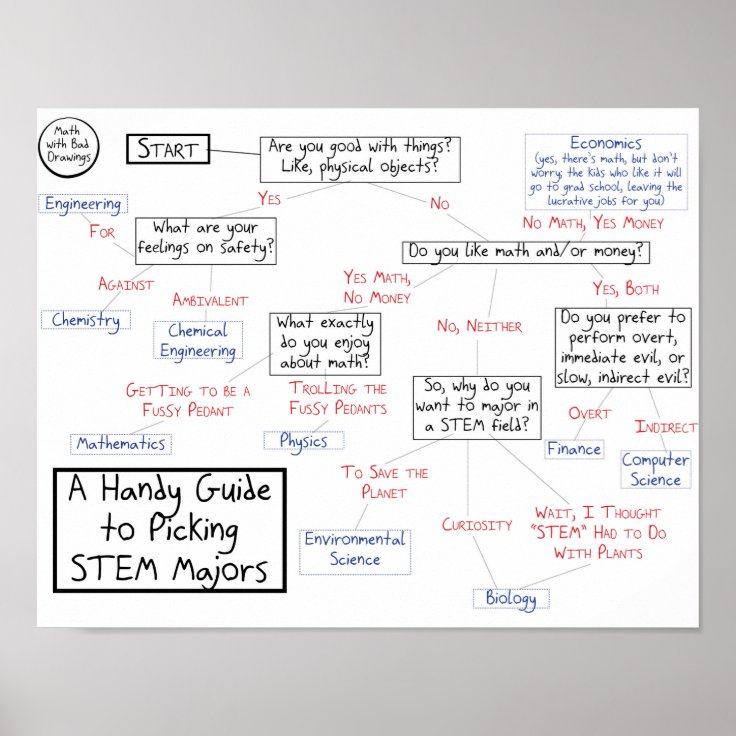 A Handy Flowchart for Choosing Your STEM Major Poster | Zazzle