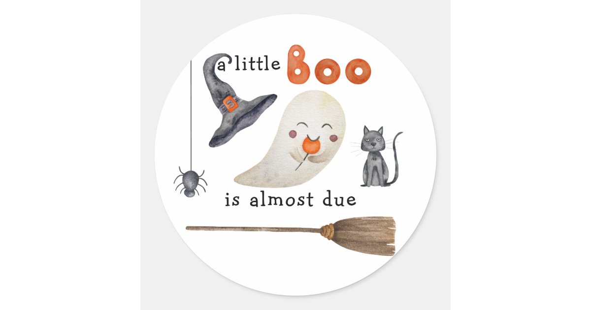 A little Boo is almost due Baby shower Classic Round Sticker | Zazzle