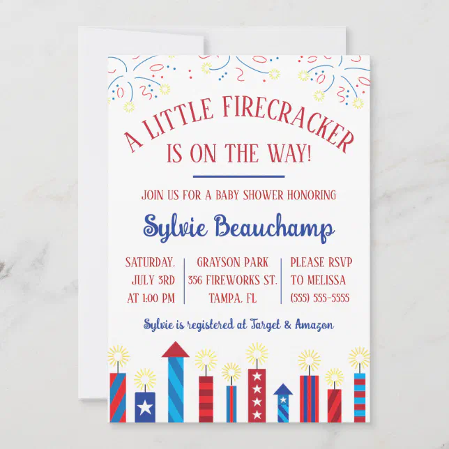 A Little Firecracker is on the Way! Baby Shower Invitation | Zazzle