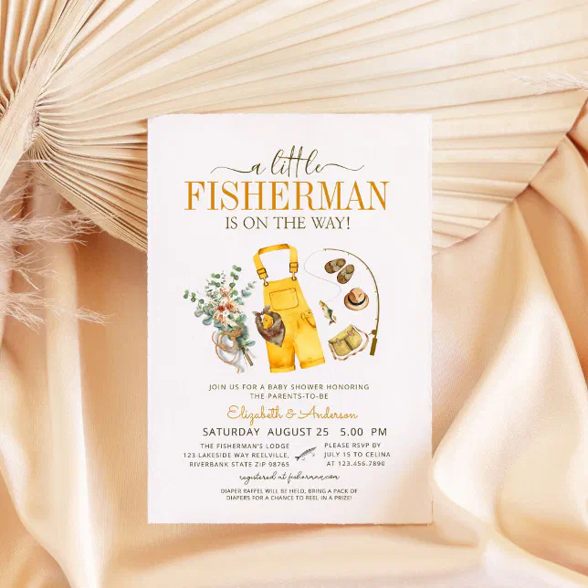 A Little Fisherman Is On The Way Baby Shower Invitation | Zazzle