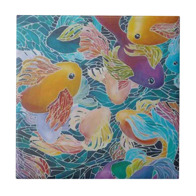 A MOSAIC KOI FISH POND TILE | Zazzle