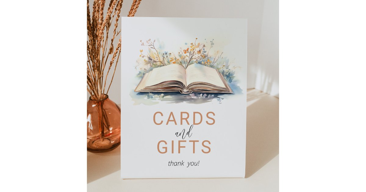 A New Chapter Baby Shower Cards and Gifts Pedestal Sign | Zazzle
