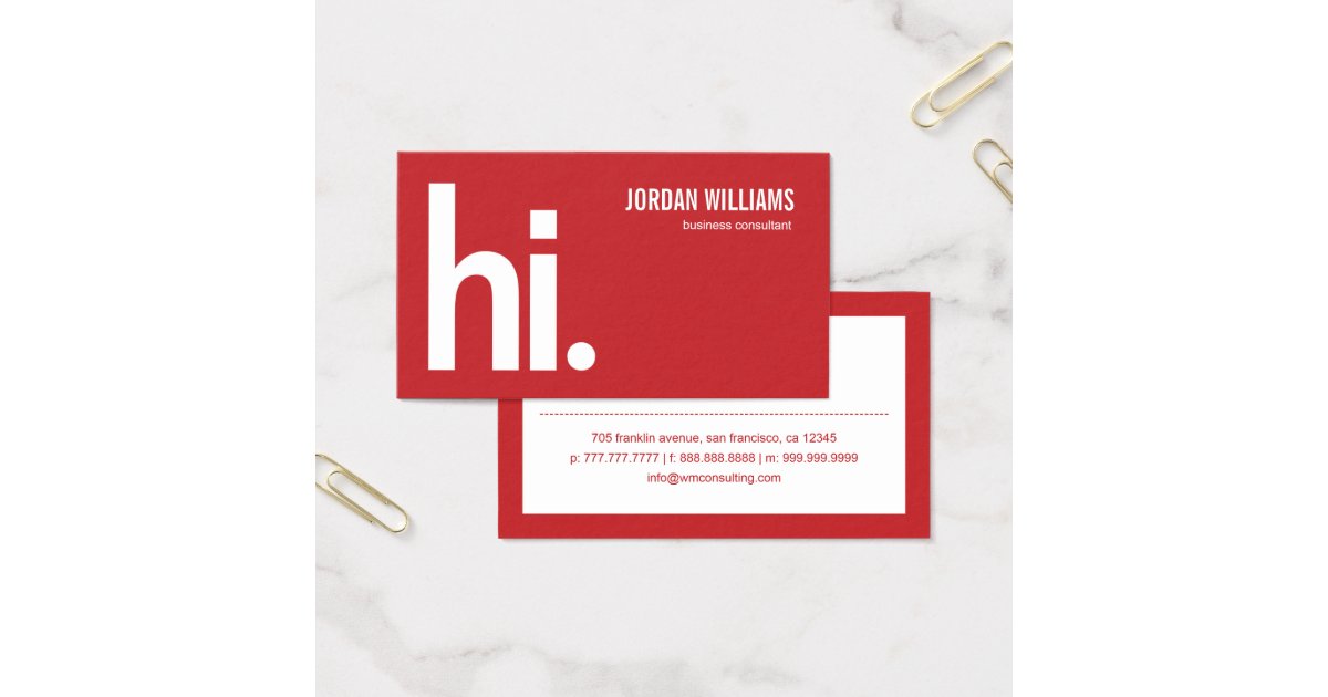 A Powerful Hi - Modern Business Card - Red | Zazzle.co.uk