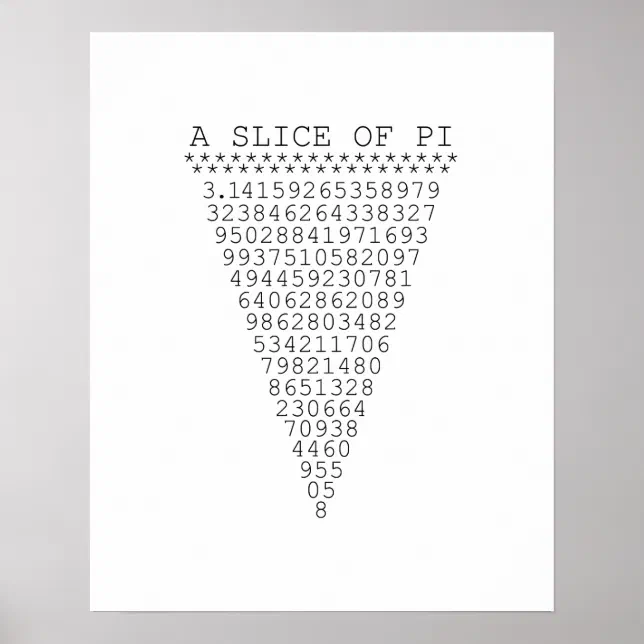 A Slice of Pi Numbers Poster | Zazzle