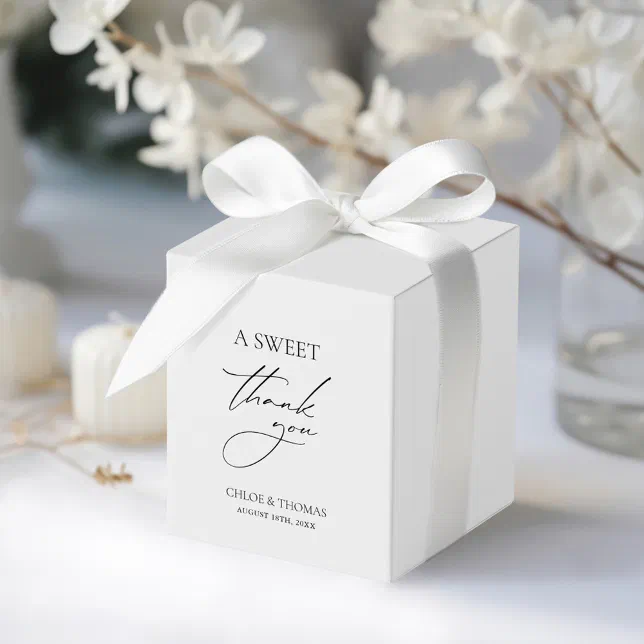 A Sweet Thank You Minimal Wedding Favour Box | Zazzle