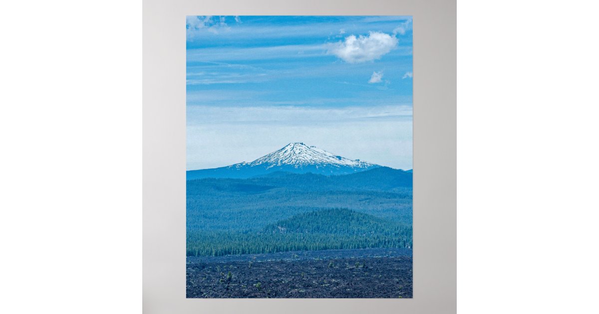 Above Tree Line // Dense Forest and Blue Mountain Poster | Zazzle