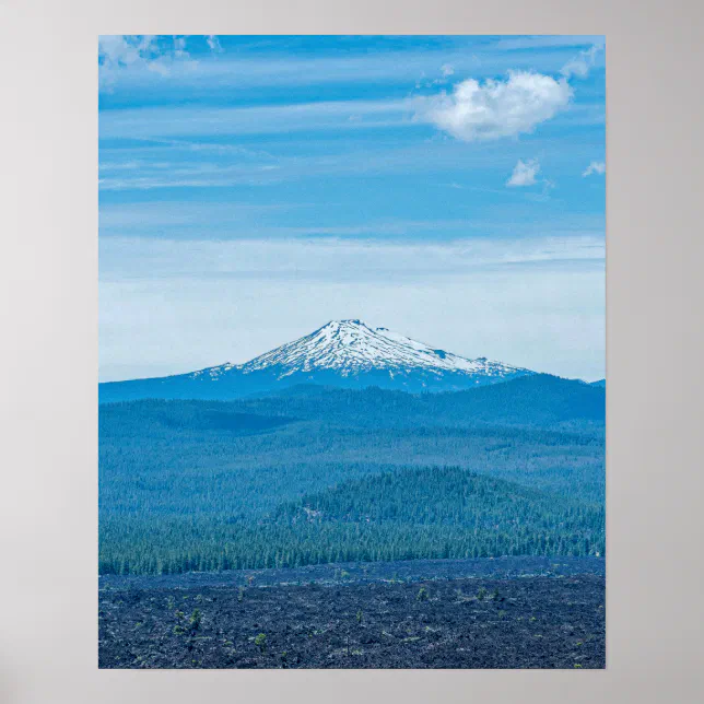 Above Tree Line // Dense Forest and Blue Mountain Poster | Zazzle