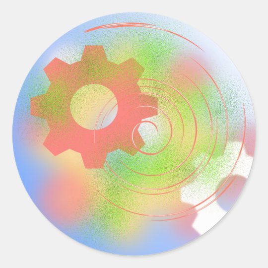 Abstract Cog Design Classic Round Sticker | Zazzle.co.uk