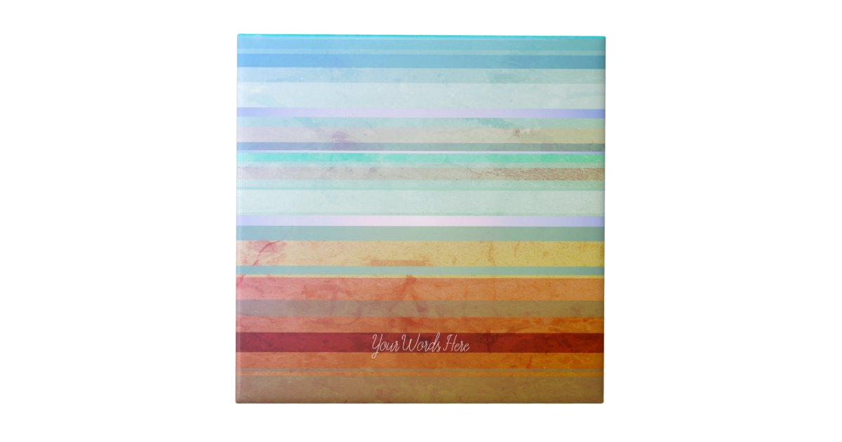 Abstract Landscape Stripes & Your Words Tile | Zazzle
