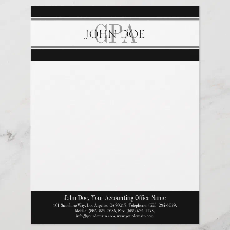 Accountant CPA Letterhead Matches BusinessCard | Zazzle