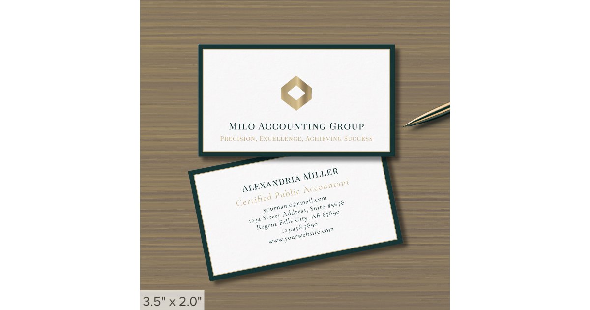 Accounting Firm Luxury Logo Border Business Card | Zazzle