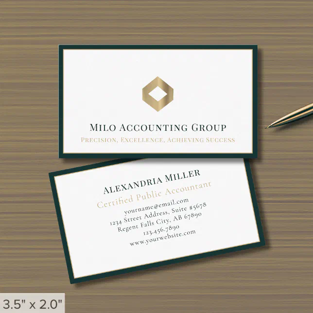 Accounting Firm Luxury Logo Border Business Card | Zazzle
