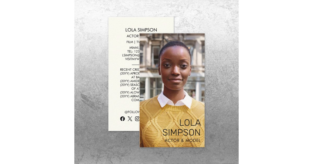 Actor Model Entertainment Professional Photo Business Card | Zazzle