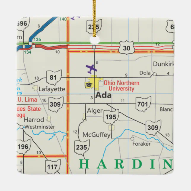 Ada Ohio Map Ceramic Ornament | Zazzle