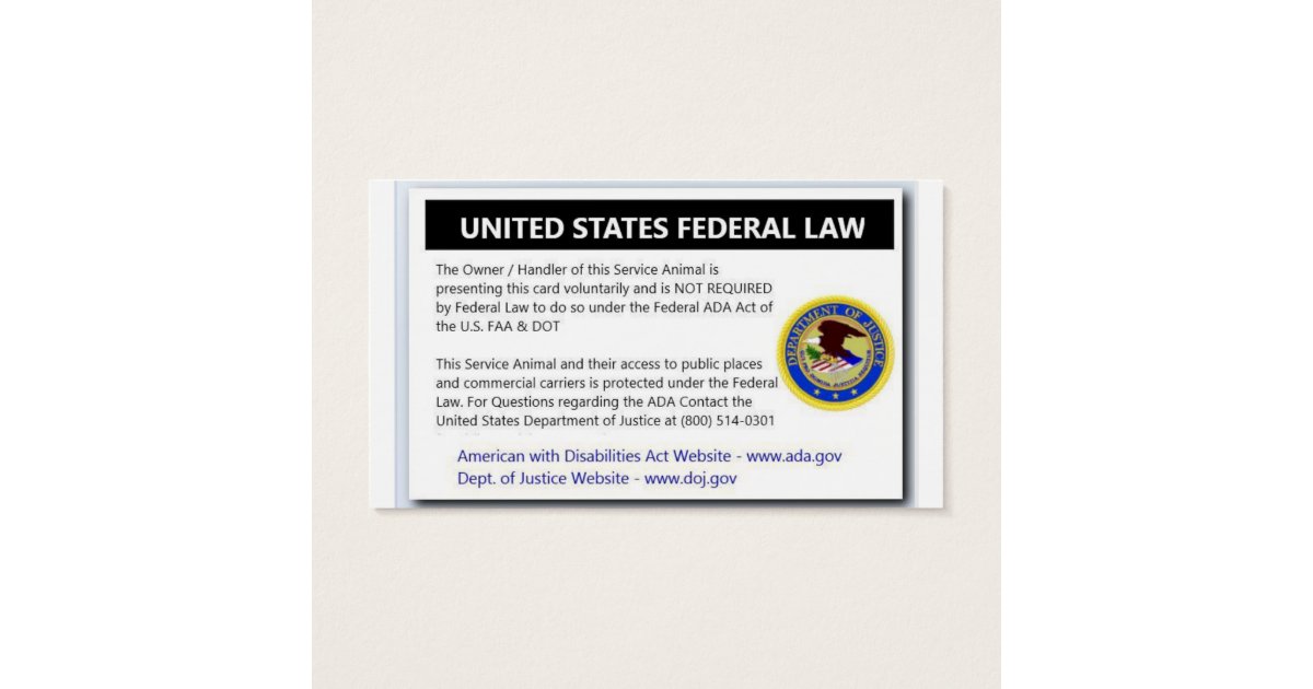 ADA Service Dog Law Handout cards | Zazzle