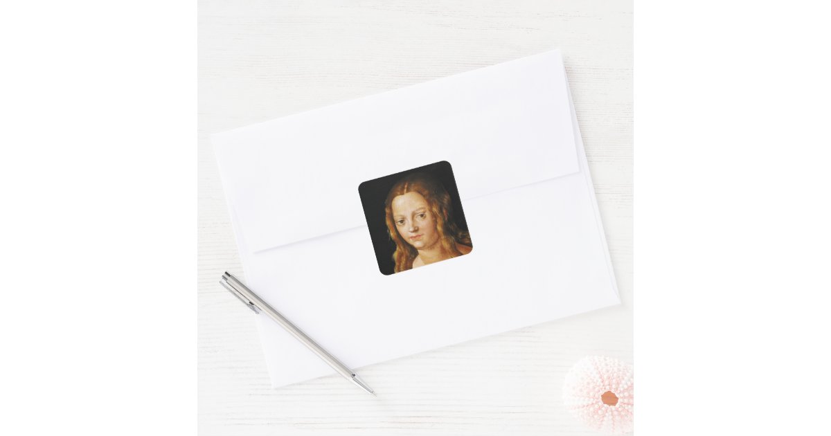 Adam and Eve, detail of Eve's head Square Sticker | Zazzle
