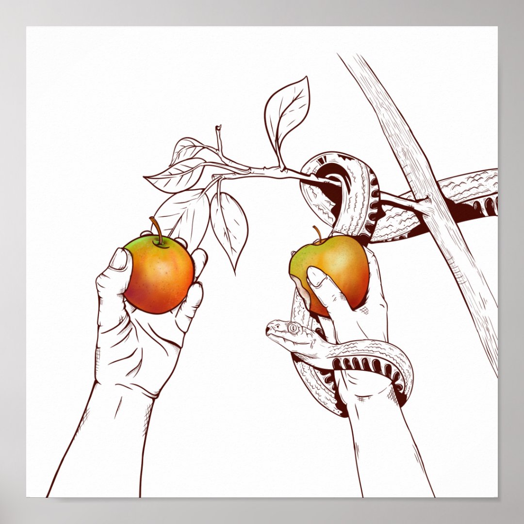 Adam and Eve with the snake Poster | Zazzle
