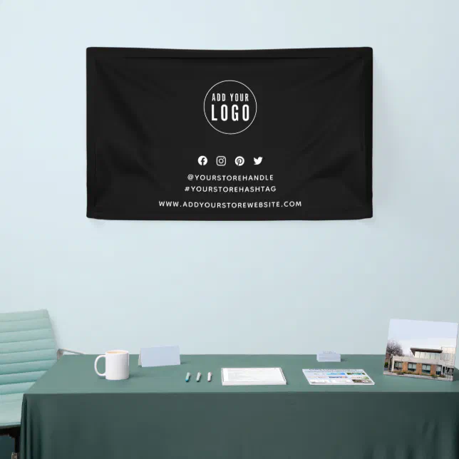 Add Logo Social Media Marketing Custom Colour Banner | Zazzle