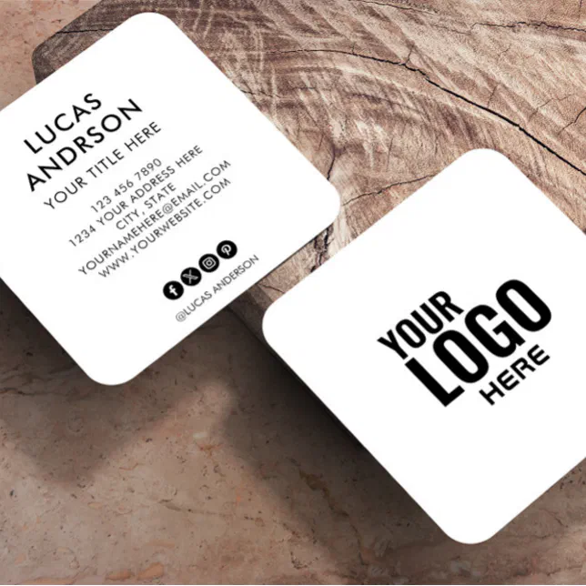 Add your custom logo circle professional white squ square business card ...