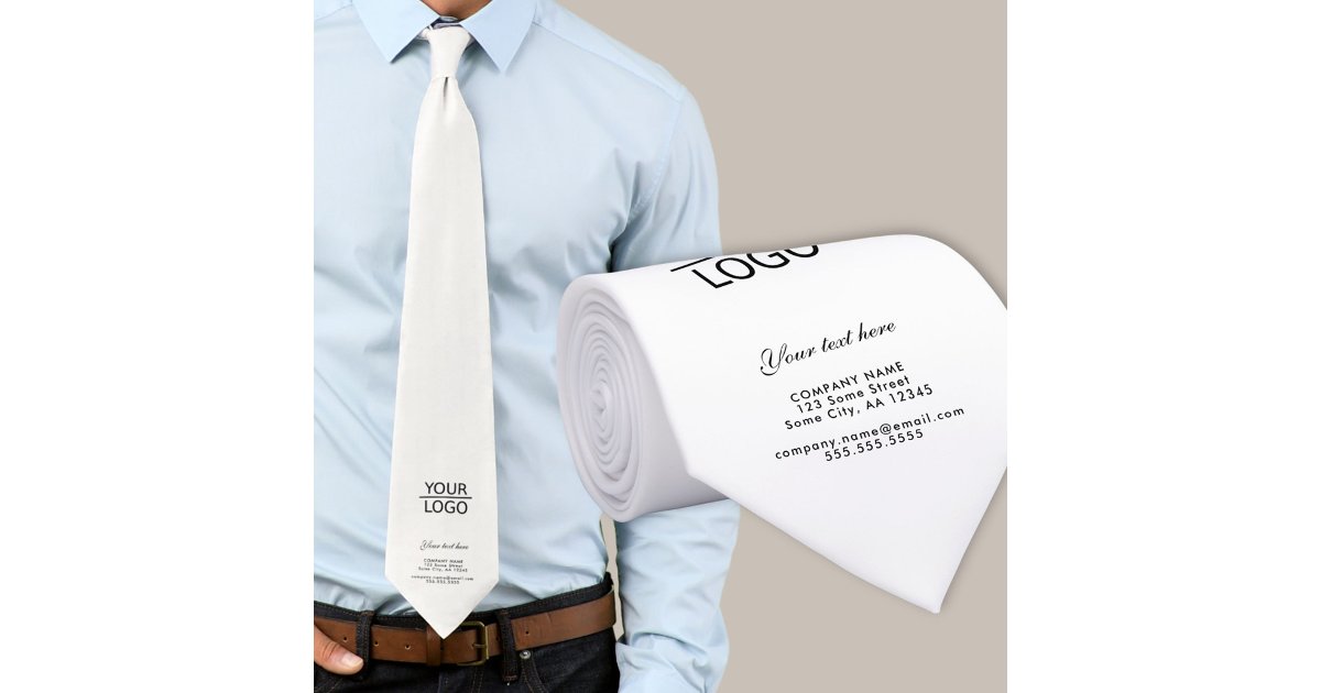 Add your Logo with Custom Text Promotion Tie | Zazzle
