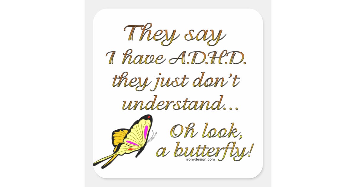 ADHD Butterfly Square Sticker | Zazzle