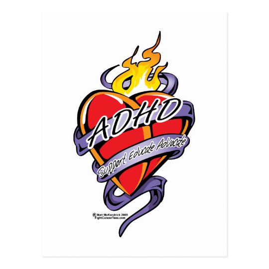 ADHD Tattoo Heart Postcard | Zazzle.co.uk