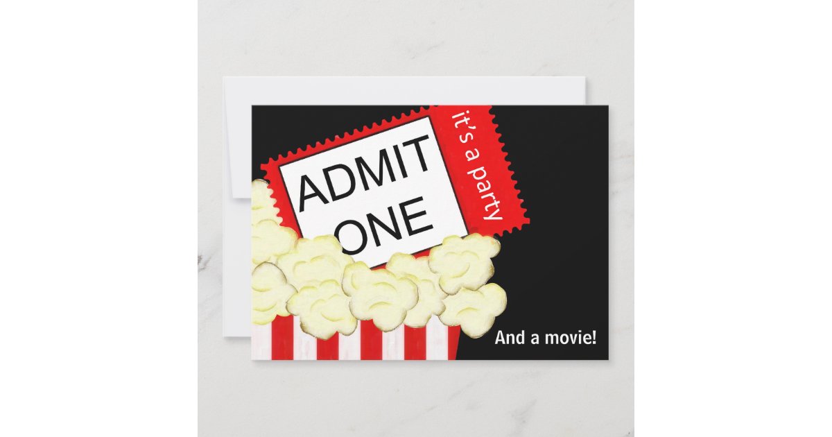 Admit One Movie and Birthday Party Invitation | Zazzle
