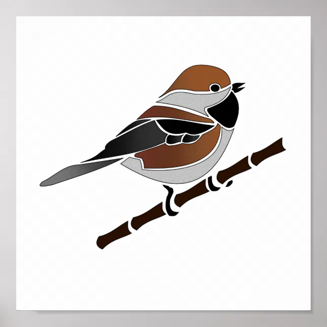 Adorable Boreal Chickadee Bird Cartoon Poster | Zazzle