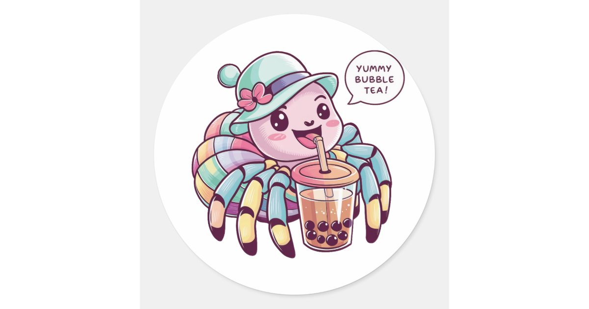 Adorable Cartoon Spider: Cozy, Kawaii Vibes Classic Round Sticker | Zazzle