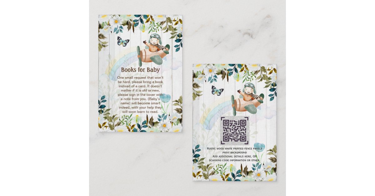 Adorable Pilot Baby Poem Book Request QR Code Enclosure Card | Zazzle
