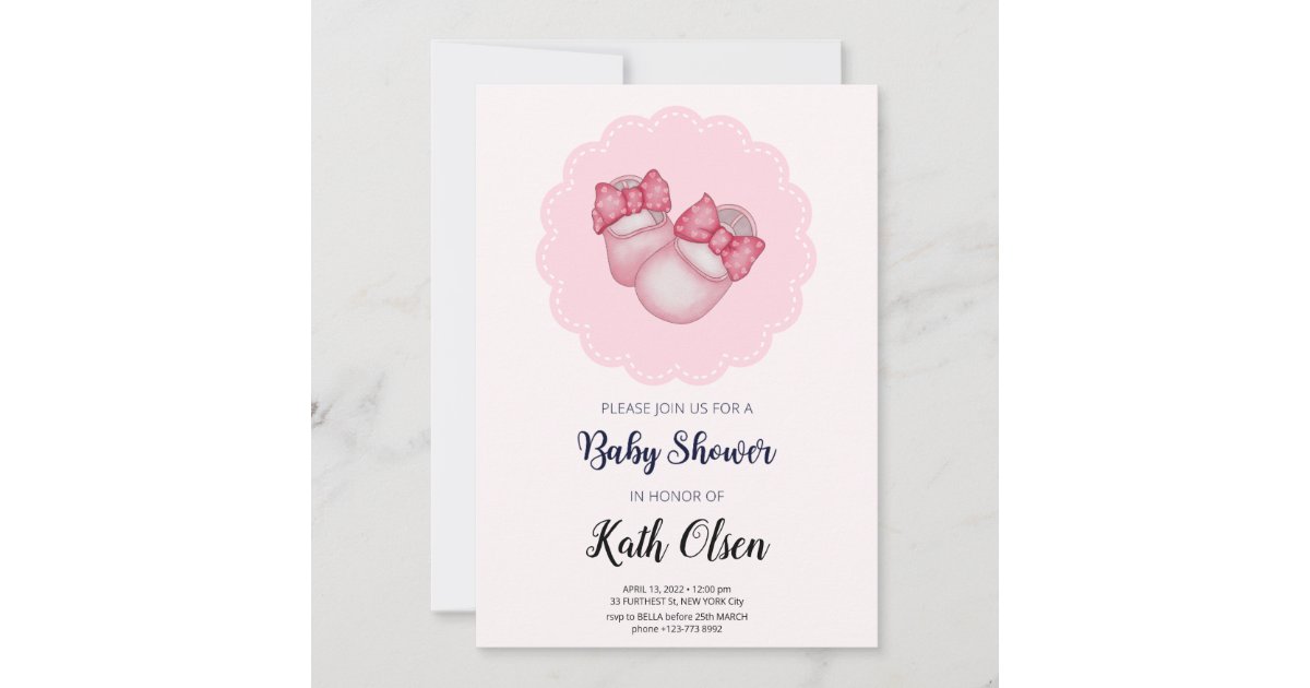 Adorable Pink Baby Girl Baby Shower Invitation | Zazzle