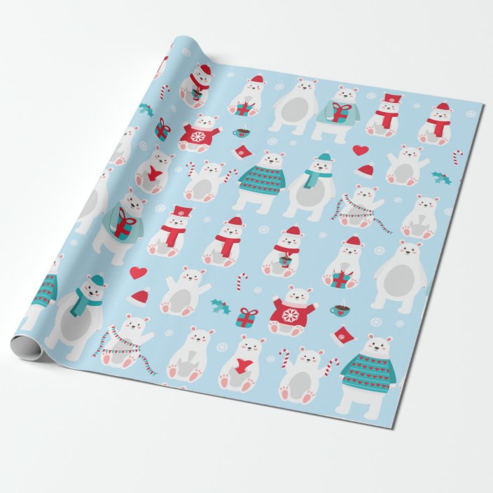 Adorable Polar Bears Wrapping Paper | Zazzle.co.uk
