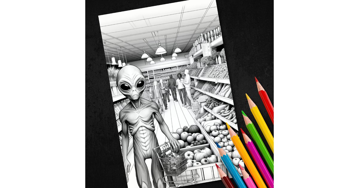 Adult Colouring Alien 3D Poster | Zazzle