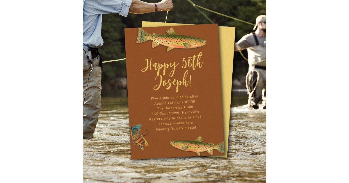 Adult Trout Fishing Themed Party Invitations | Zazzle